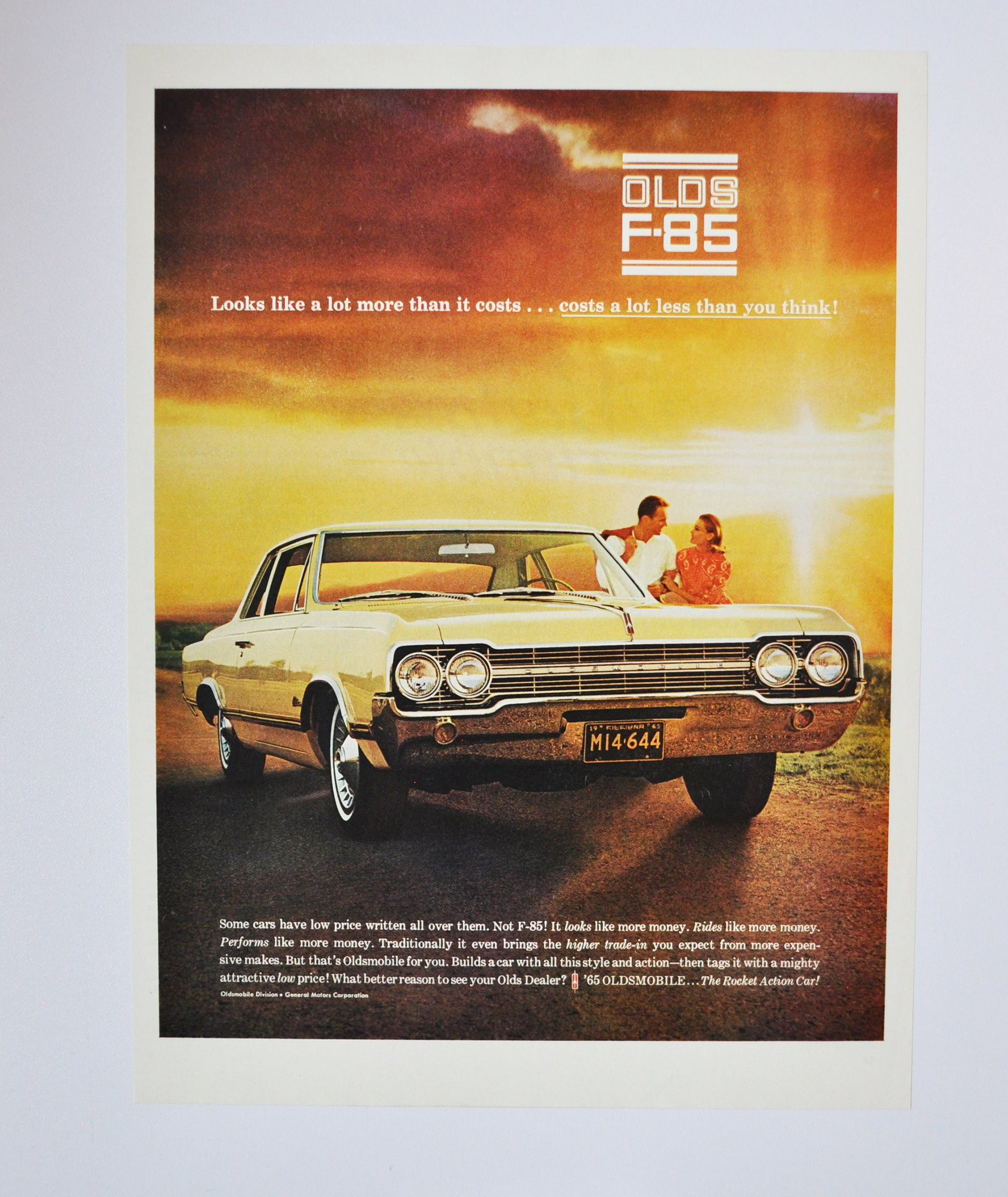Large Car Ad 1965 Oldsmobile F-85 GM General Motors Company Classic Old ...