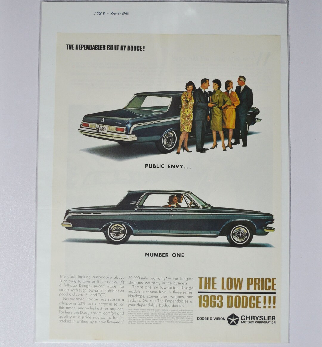 Large Car Ad 1963 Dodge (motor Company Classic Old Photo Advertisement ...