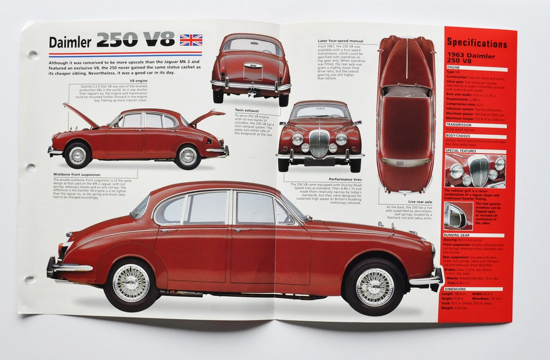 Spec Sheet Daimler 250 V8 (1963-1969) (car Photo Stat Info Specs ...