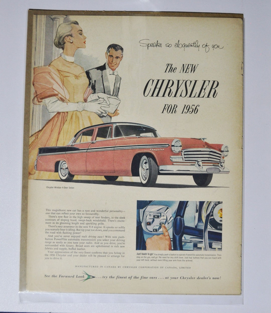 Large Car Ad 1956 Chrysler Windsor 4-door Sedan (motor Company Classic ...
