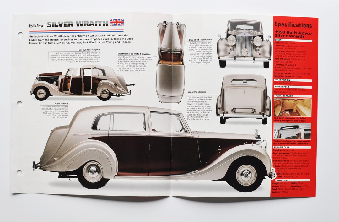 Spec Sheet Rolls-royce Silver Wraith (1946-1959) (car Photo Stat Info ...