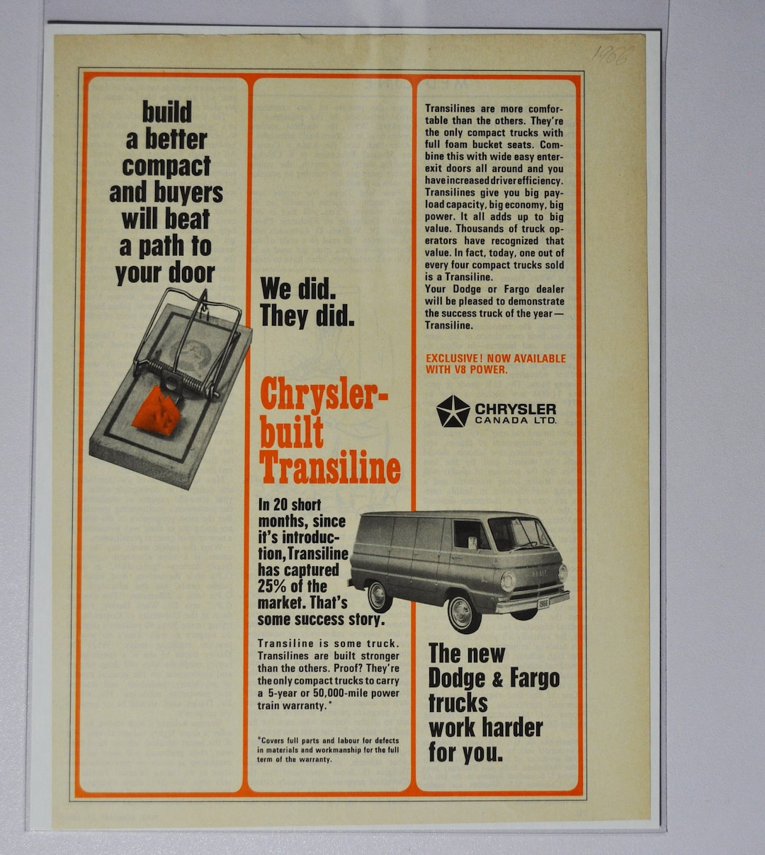 Car Ad 1966 Dodge & Fargo Trucks / Transiline (motor Company Classic ...