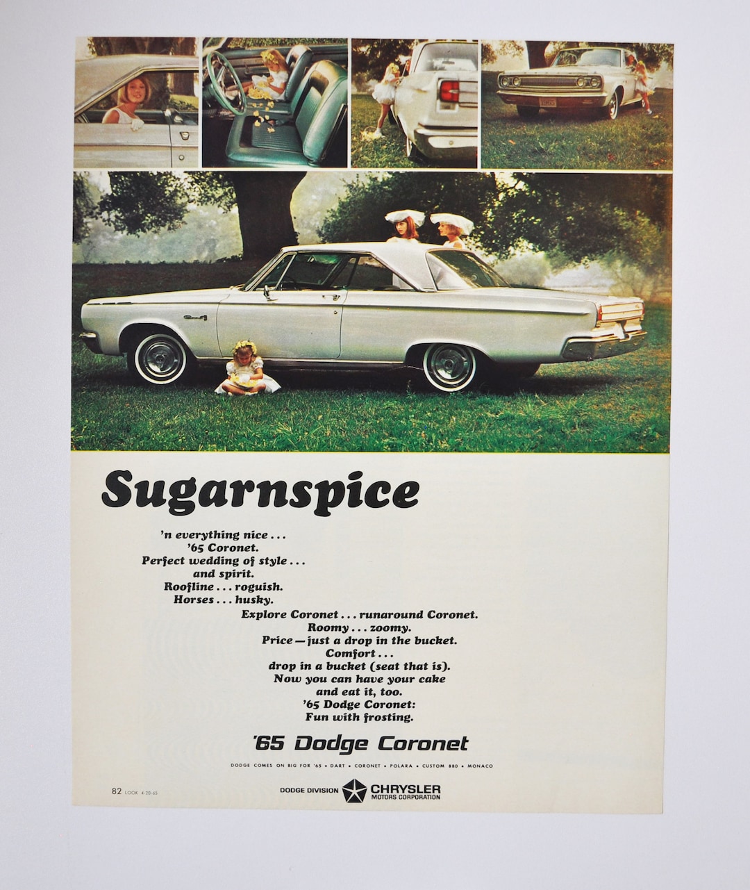 Large Car Ad 1965 Dodge Coronet (motor Company Classic Old Photo ...