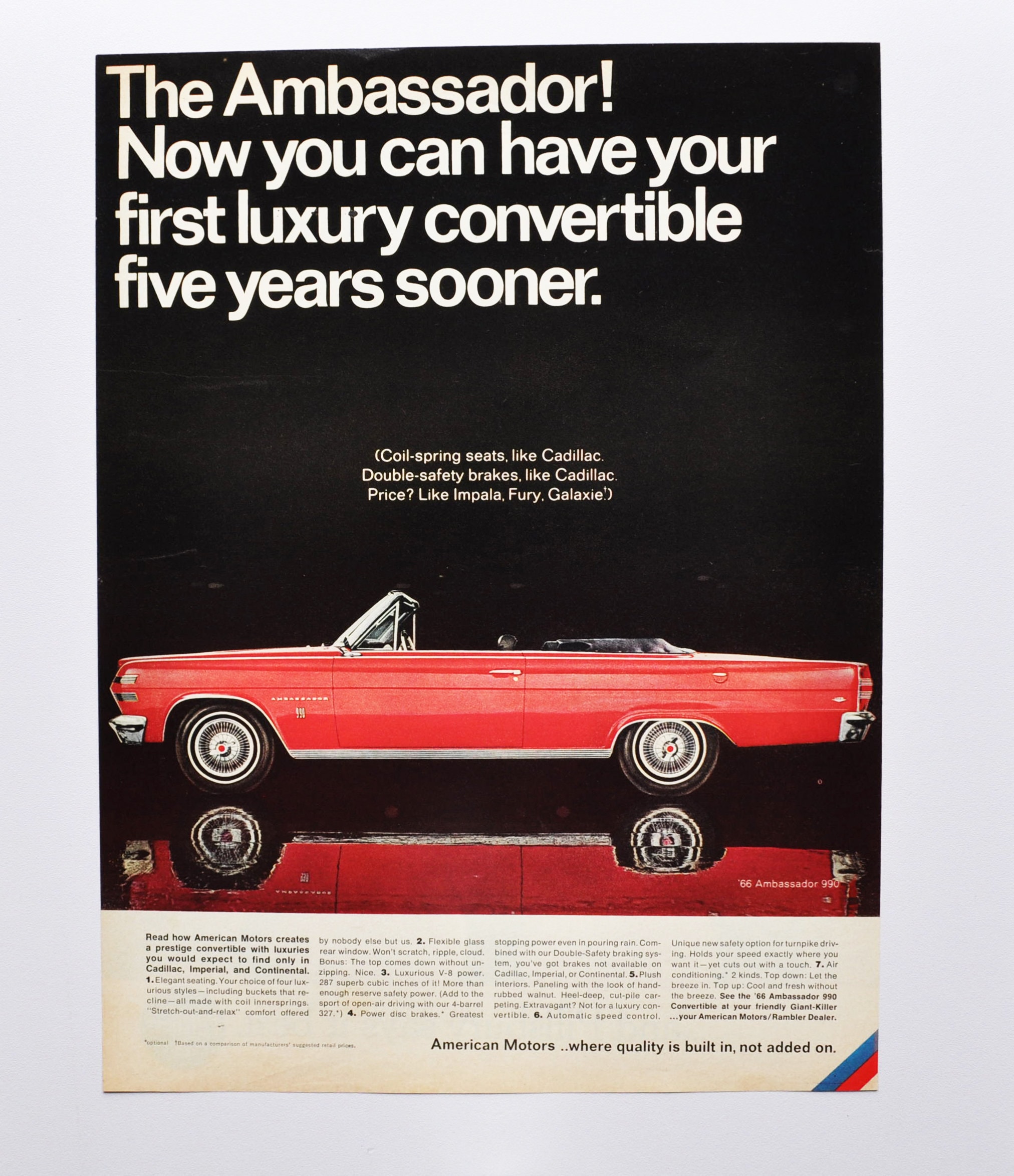 Large Car Ad 1966 American Motors Ambassador 990 (classic Old Photo ...