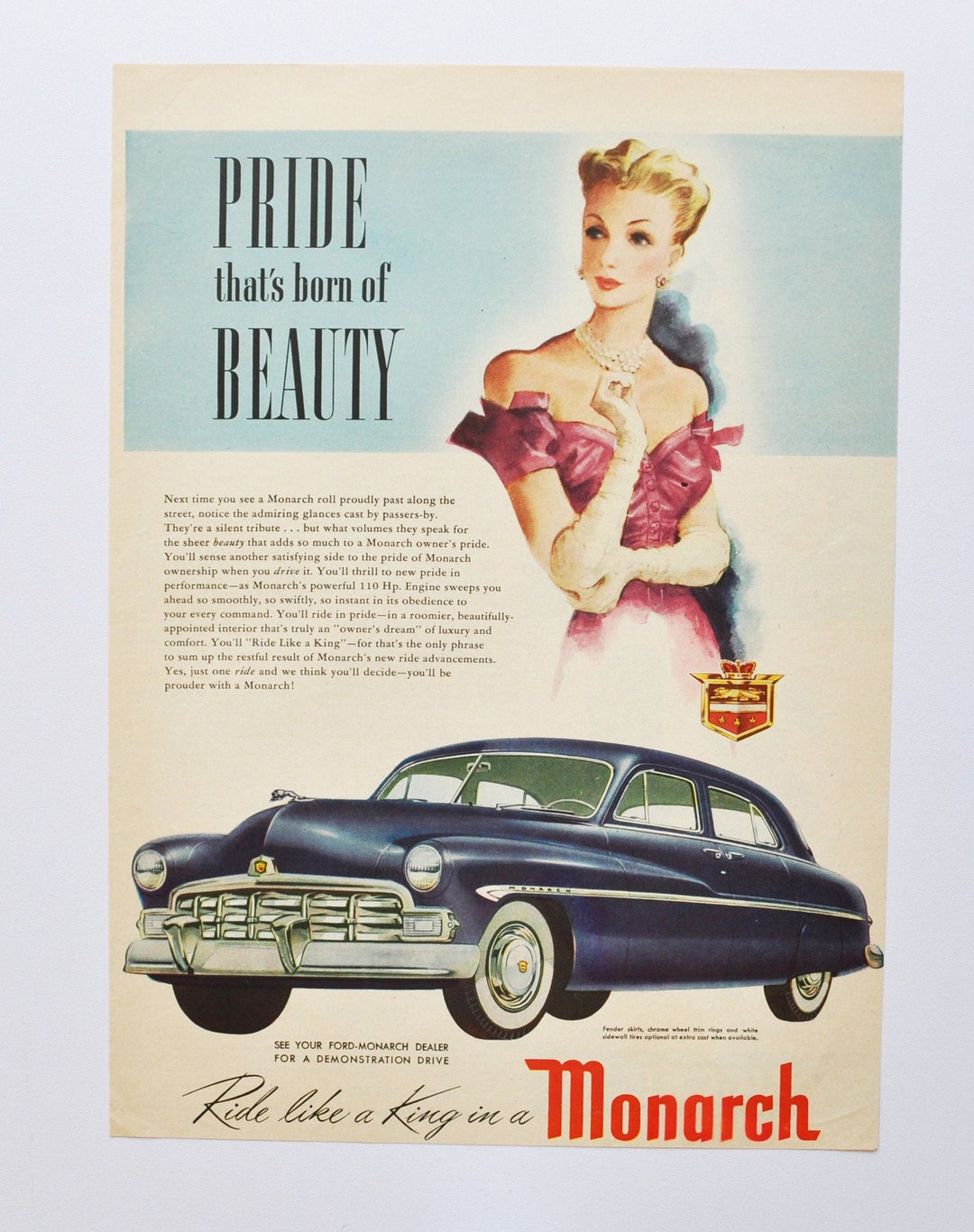 Large Car Ad 1950 Ford Monarch (motor Company Classic Old Photo ...