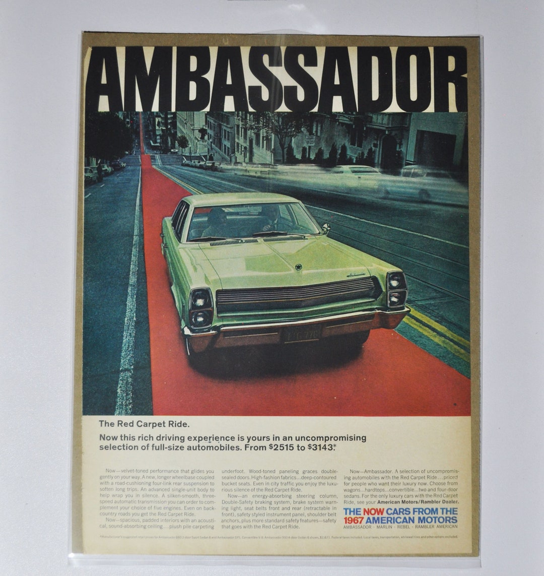 Large Car Ad 1967 AMC Ambassador (american Motors Company Classic Old ...