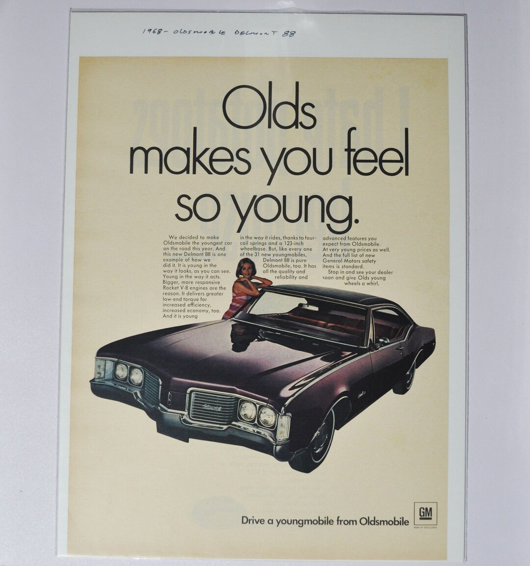 Large Car Ad 1968 Oldsmobile Delmont 88 (GM General Motors Classic Old ...