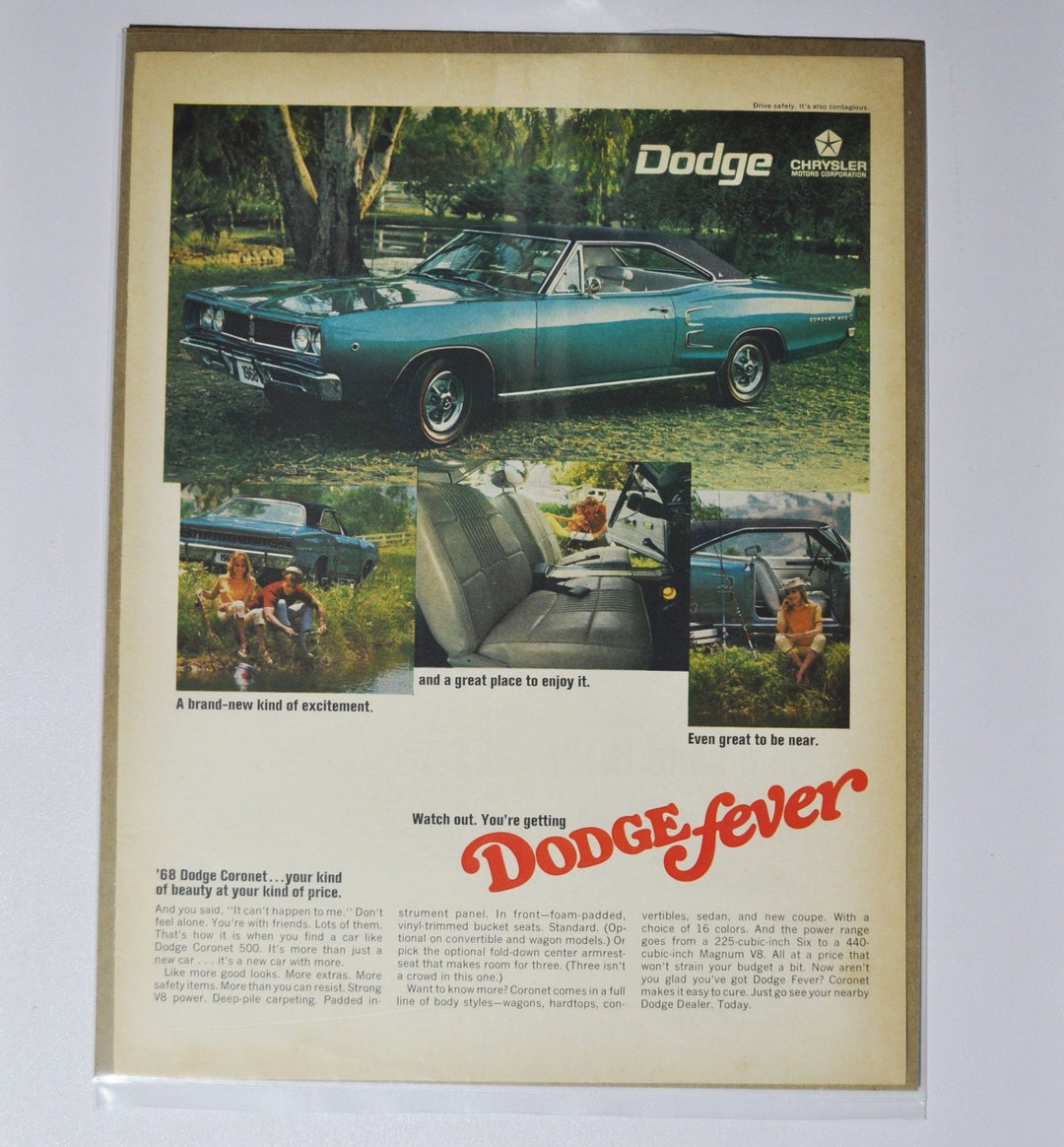 Large Car Ad 1968 Dodge Coronet 500 (motor Company Classic Old Photo ...