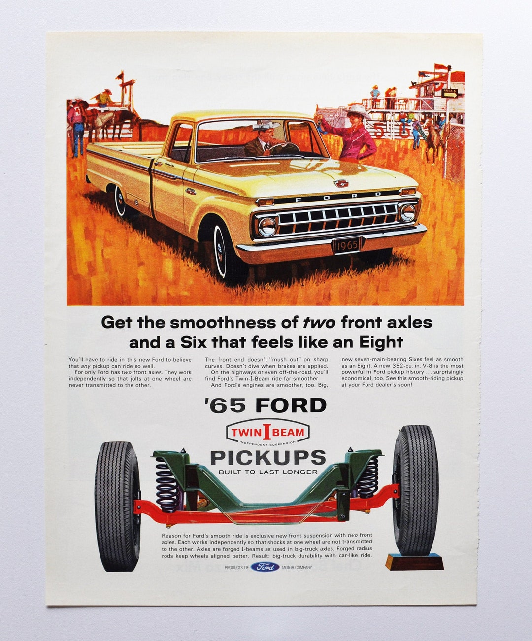Large Car Ad 1965 Ford Pickups (motor Company Classic Old Photo ...