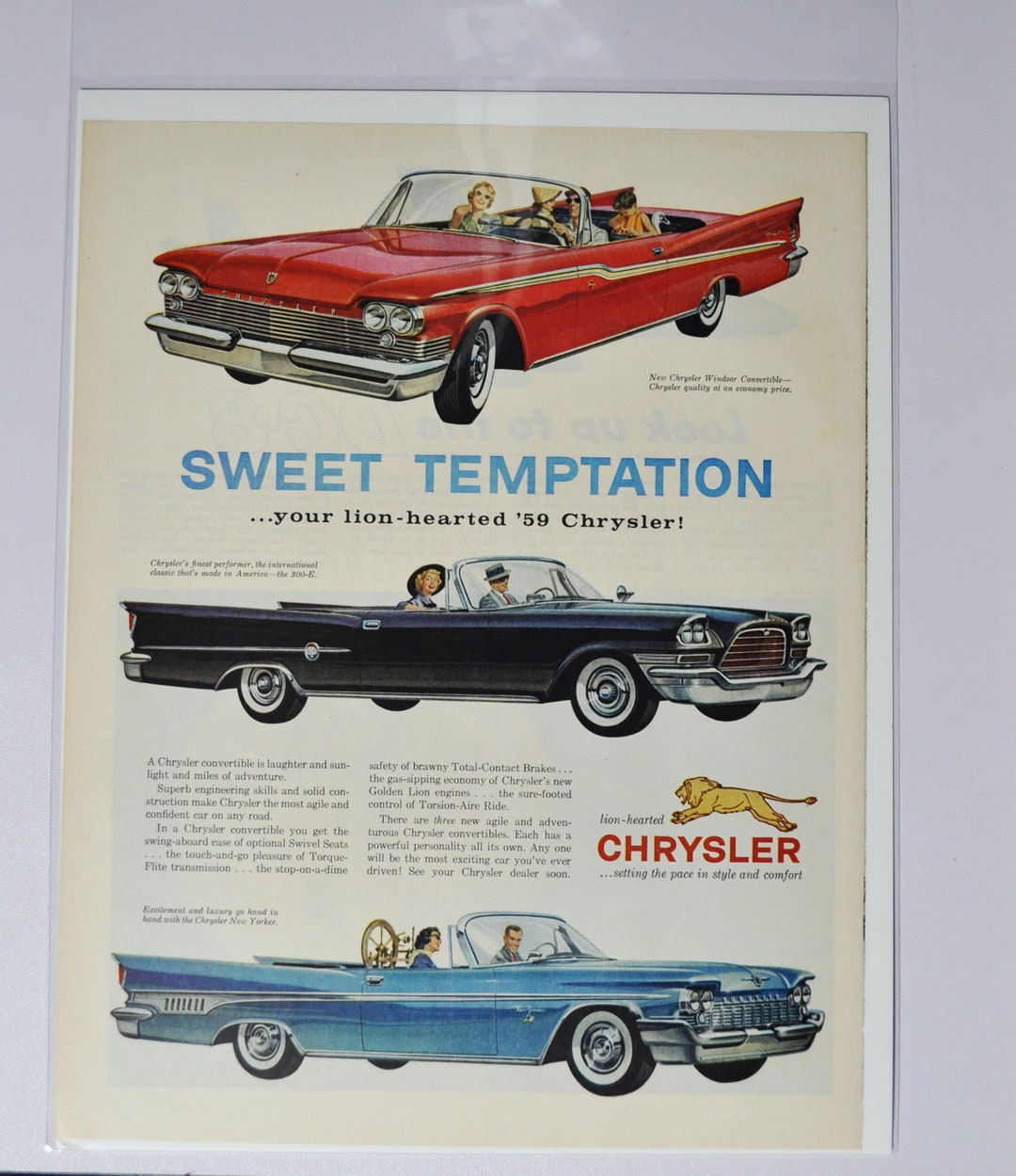 Large Car Ad 1959 Chrysler Windsor / 300-E / New Yorker (motor Company ...