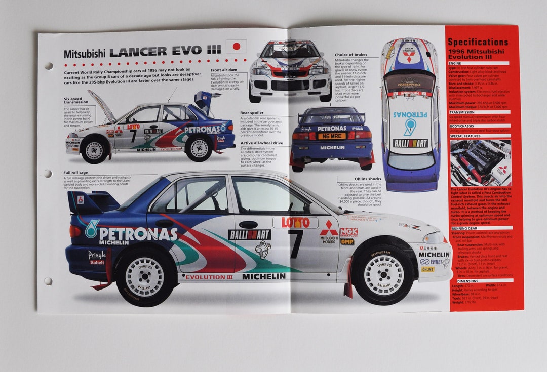 Spec Sheet Mitsubishi Lancer EVO III 3 (1995-1996) (motor Car Photo ...