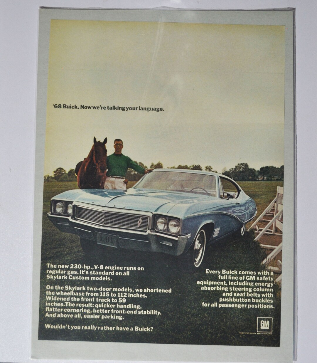Large Car Ad 1968 Buick Skylark (general Motors Company GM Old Vintage ...