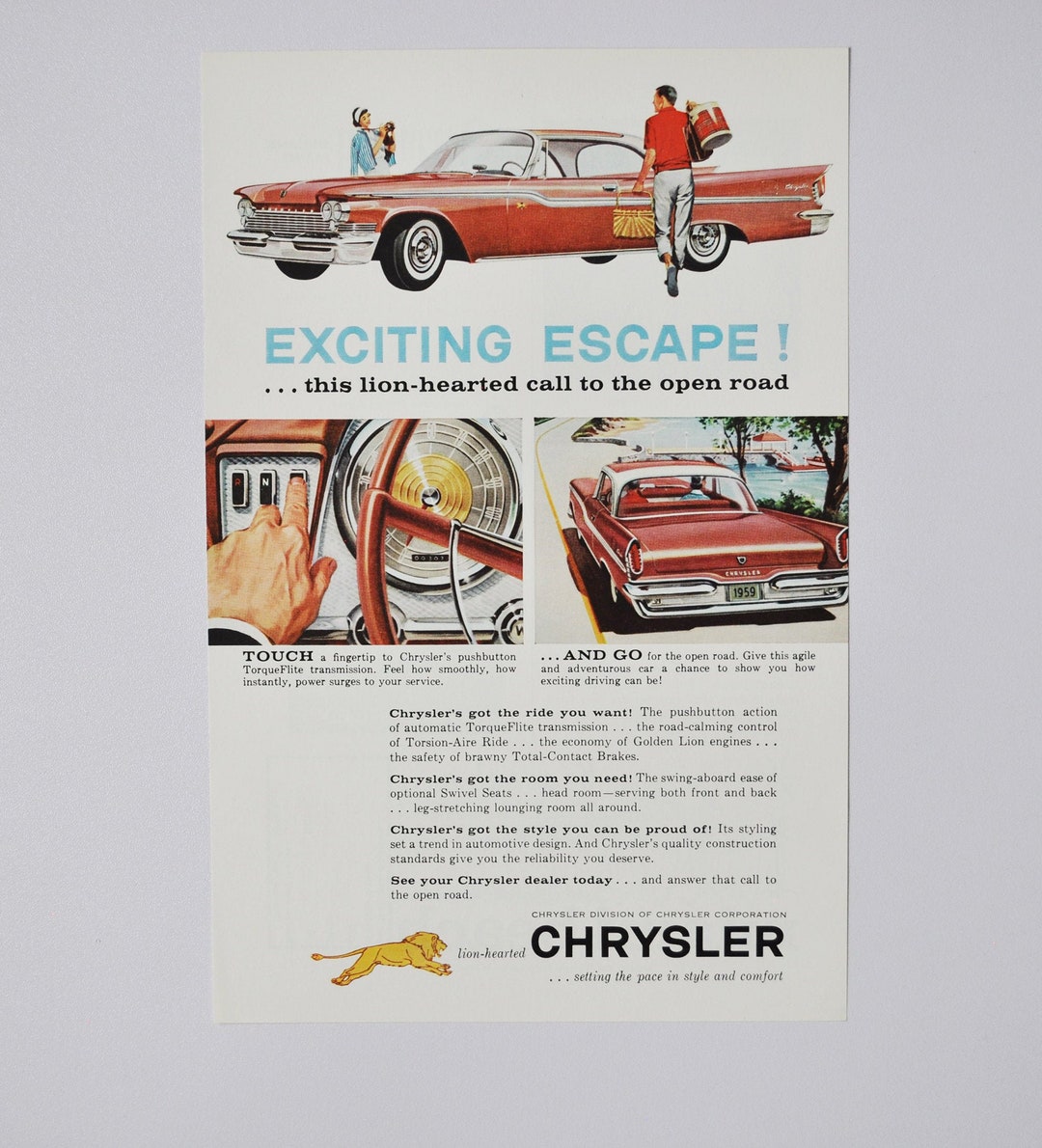 Car Ad 1959 Chrysler (motor Company Classic Old Photo Advertisement ...