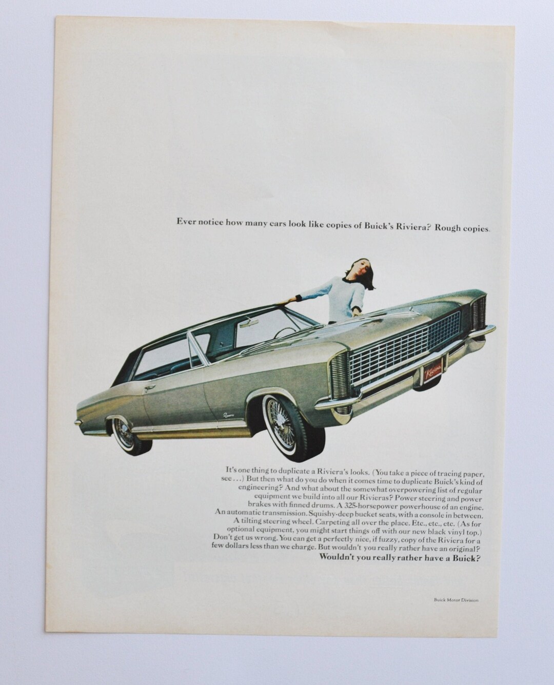 Large Car Ad 1965 Buick Riviera (general Motors Company GM Old Classic ...