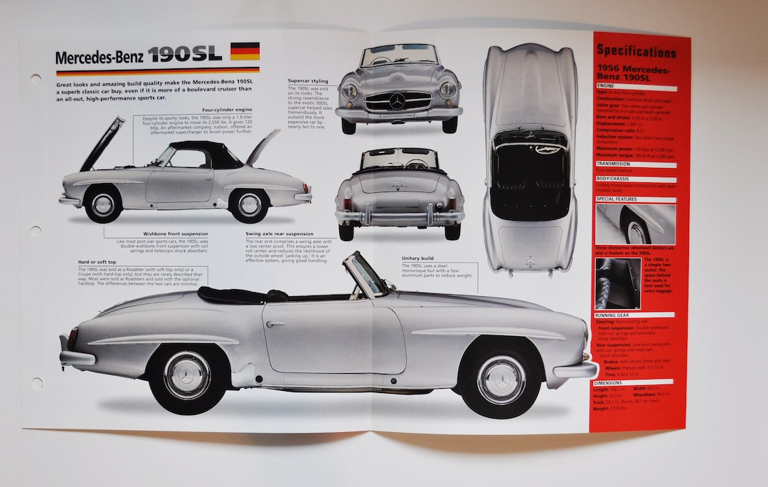 Spec Sheet Mercedes-benz 190SL (1955-1963) (car Photo Stats Info Specs ...