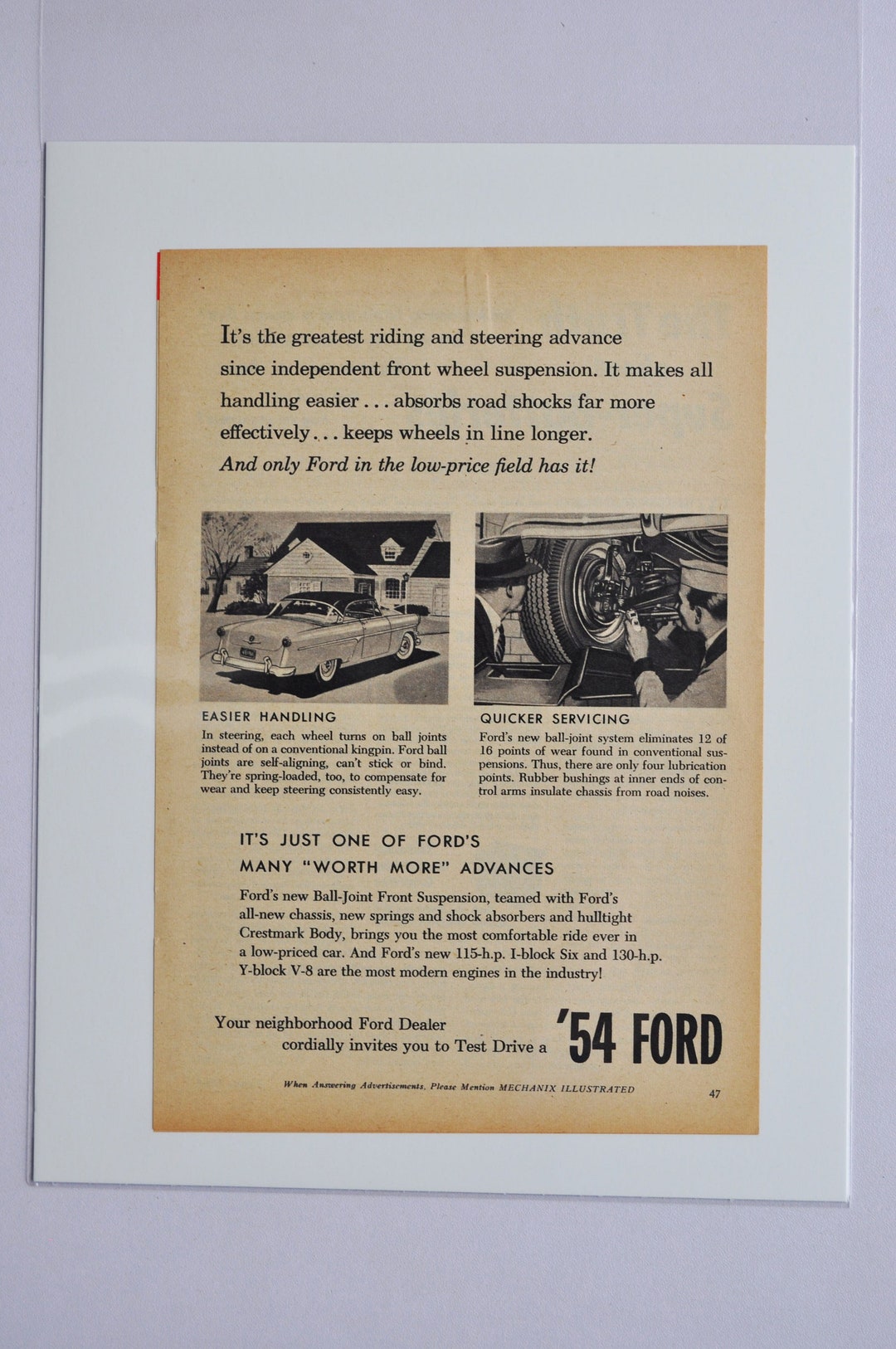 Car Ad 1954 Ford (motor Company Classic Old Photo Advertisement Print ...