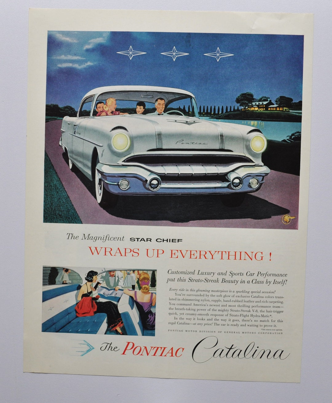 Large Car Ad 1956 Pontiac Catalina (GM General Motors Company Classic ...