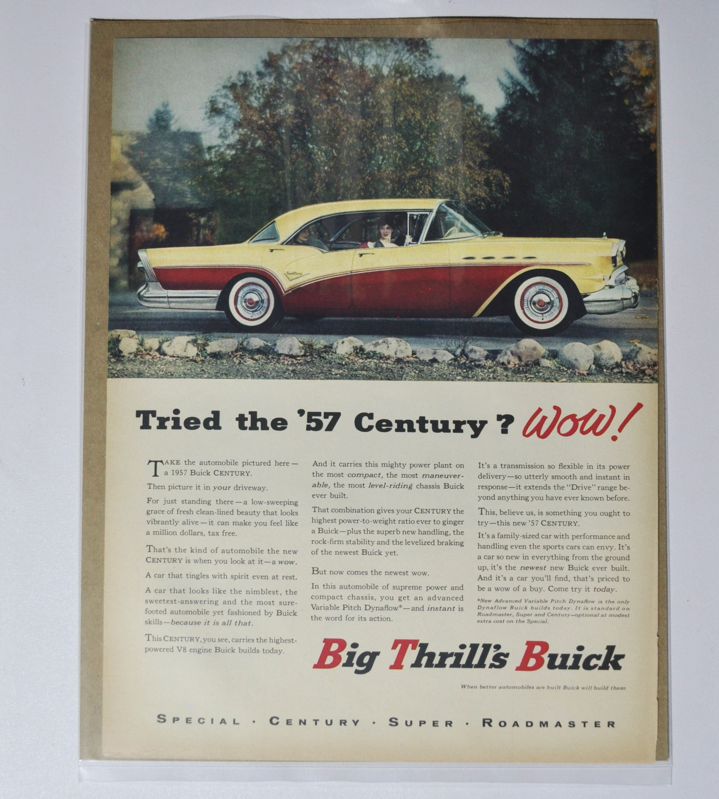 Large Car Ad 1957 Buick Century (general Motors Company GM Old Vintage ...