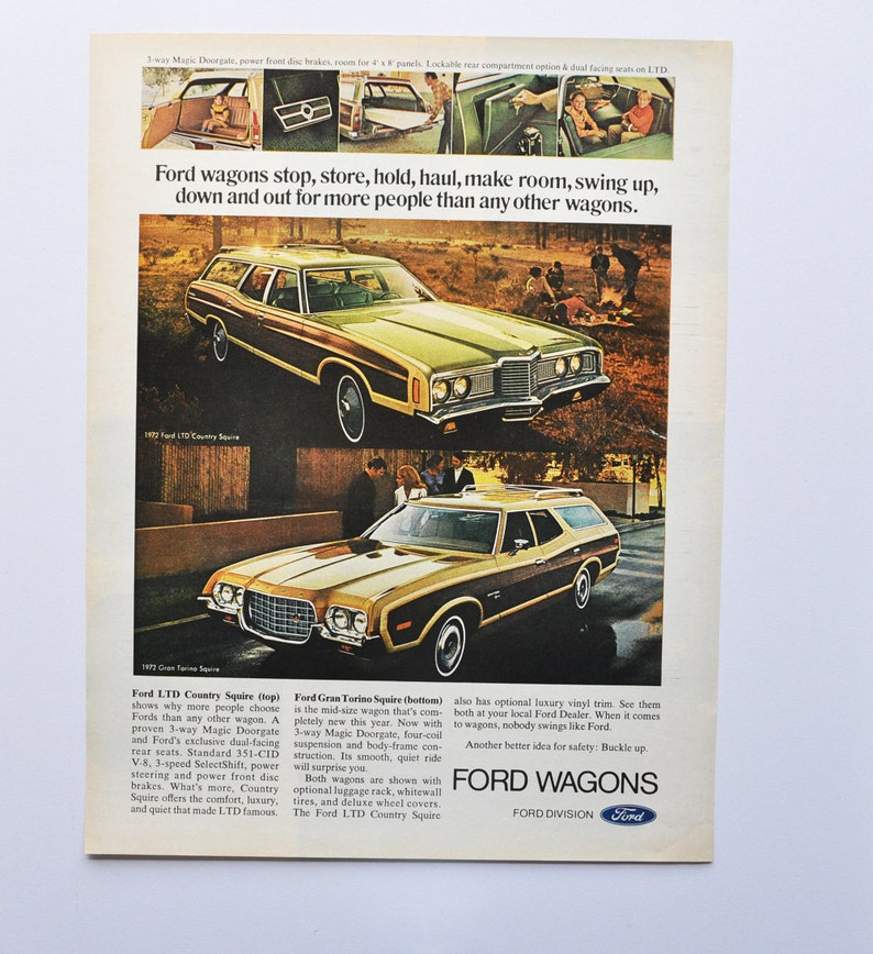 Large Car Ad 1972 Ford Wagons (motor Company Classic Old Photo ...