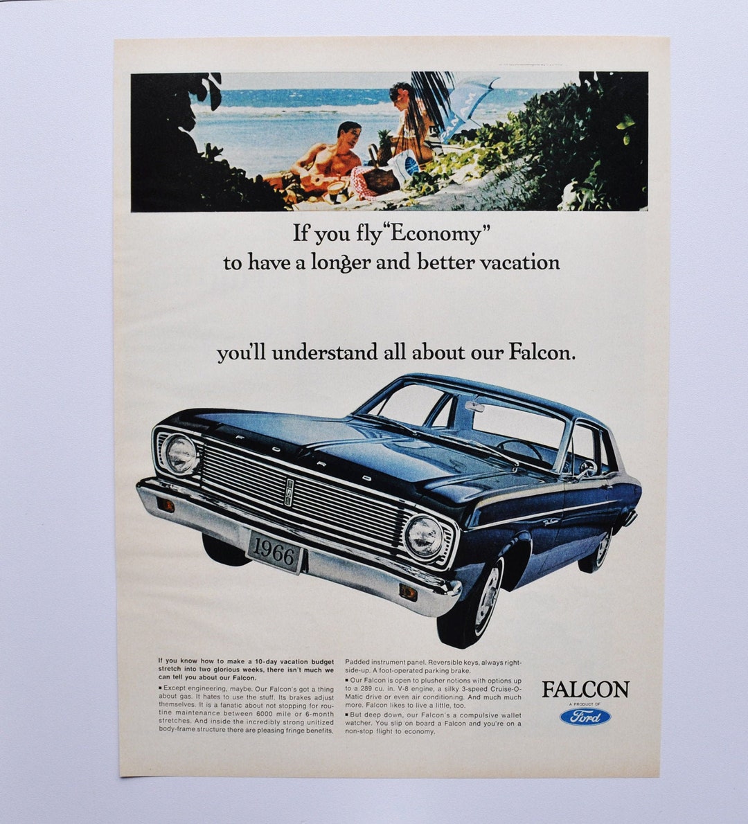 Large Car Ad 1966 Ford Falcon (motor Company Classic Old Photo ...