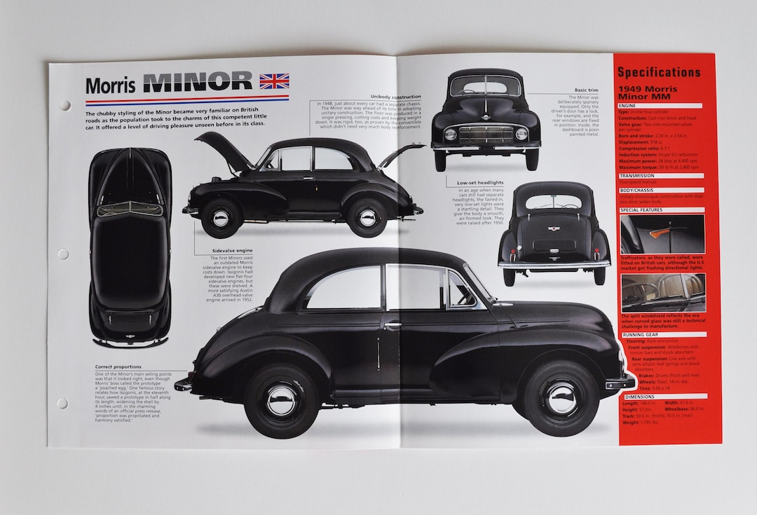 Spec Sheet Morris Minor (1948-1971) (car Photo Stat Info Specs Brochure ...