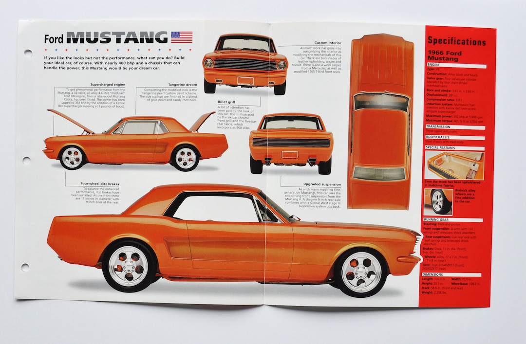 Spec Sheet Ford Mustang (1966) (car Photo Stat Motor Info Specs ...