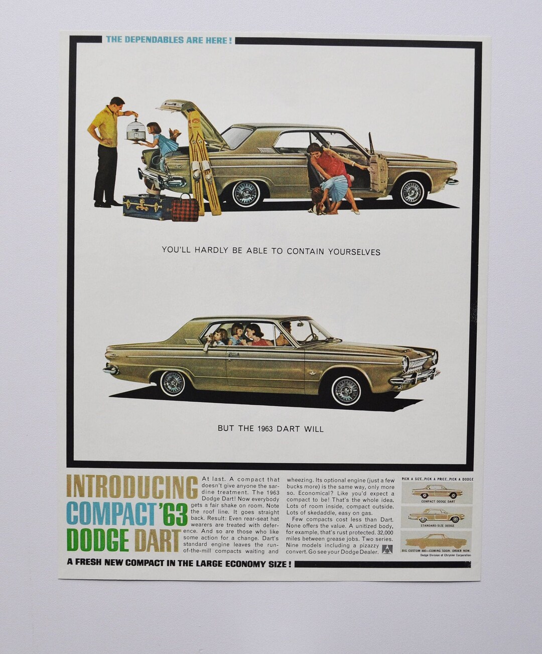 Large Car Ad 1963 Dodge Dart (motor Company Classic Old Photo ...