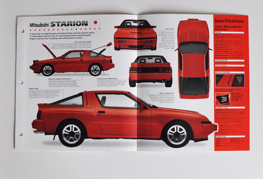 Spec Sheet Mitsubishi Starion (1981-1990) (motor Car Photo Stat Info ...