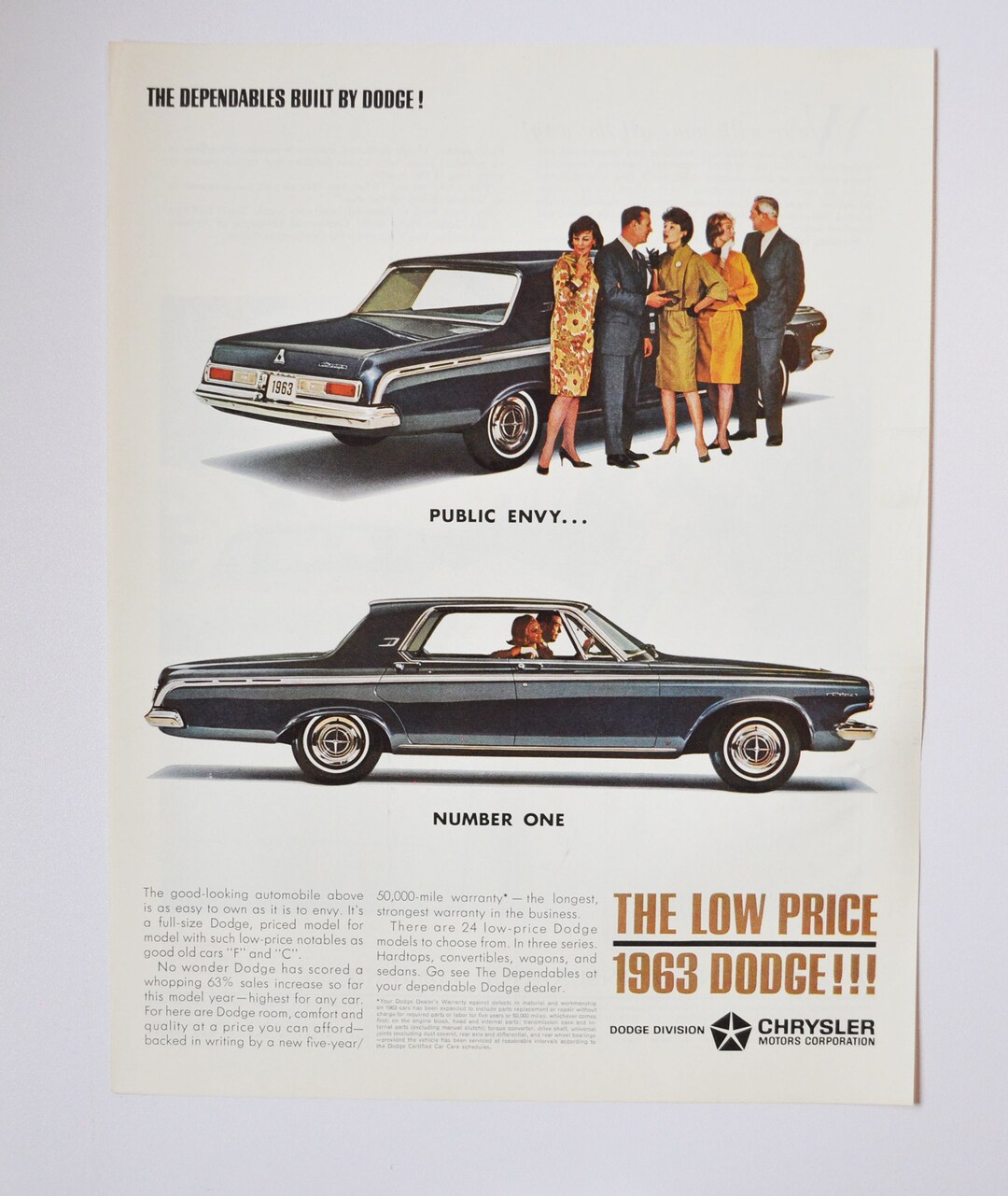 Large Car Ad 1963 Dodge motor Company Classic Old Photo Advertisement ...