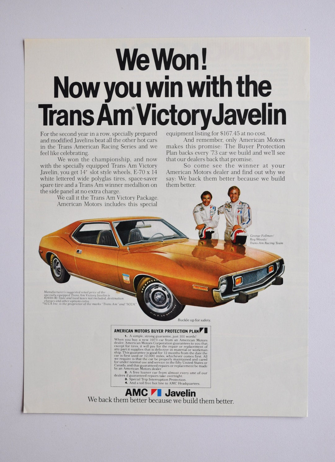 Car Ad 1973 AMC Trans Am Victory Javelin (motor Company Classic Old ...