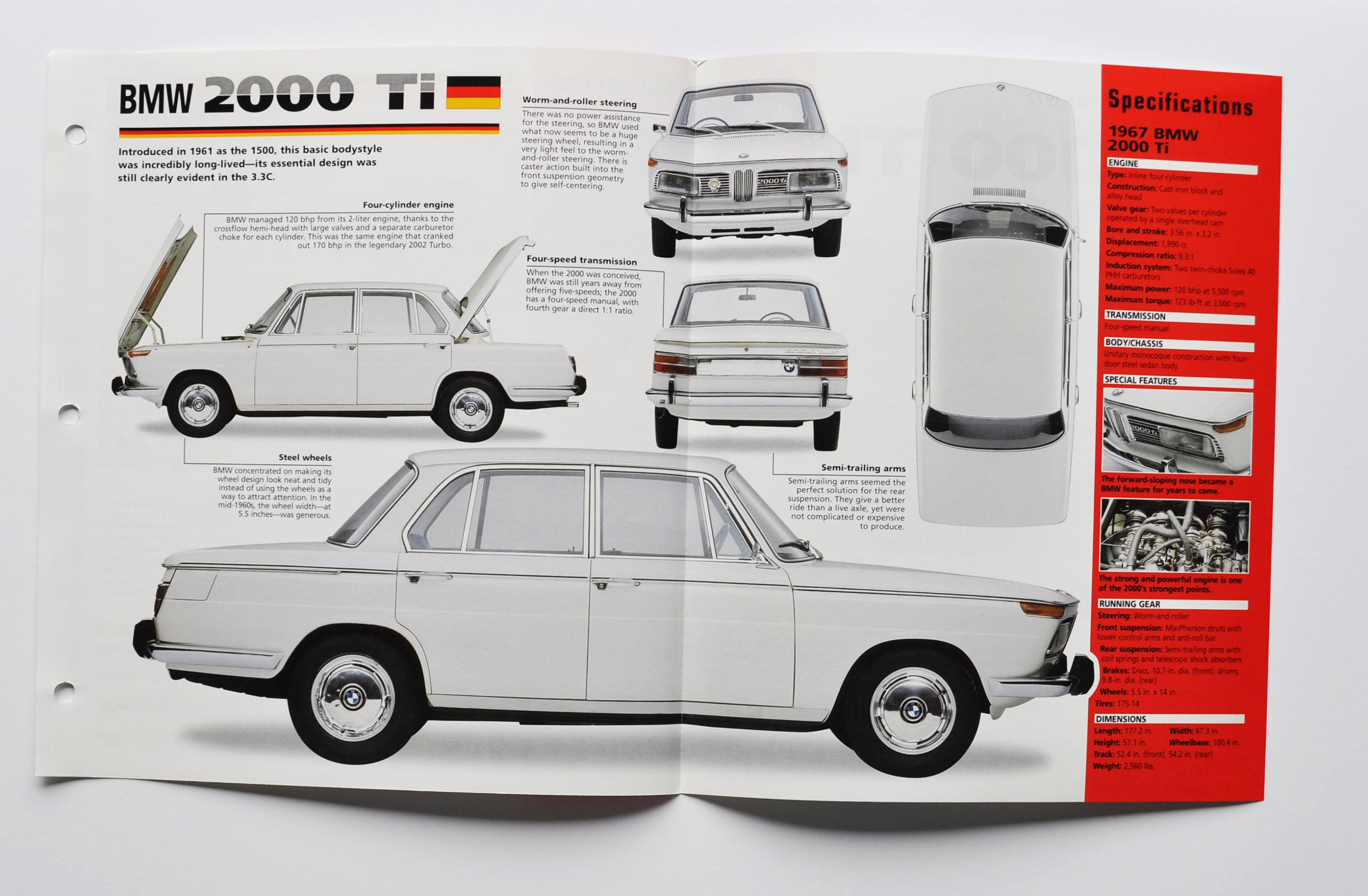 Spec Sheet BMW 2000 Ti 1966-1972 car Photo Stat Info Specs Brochure ...