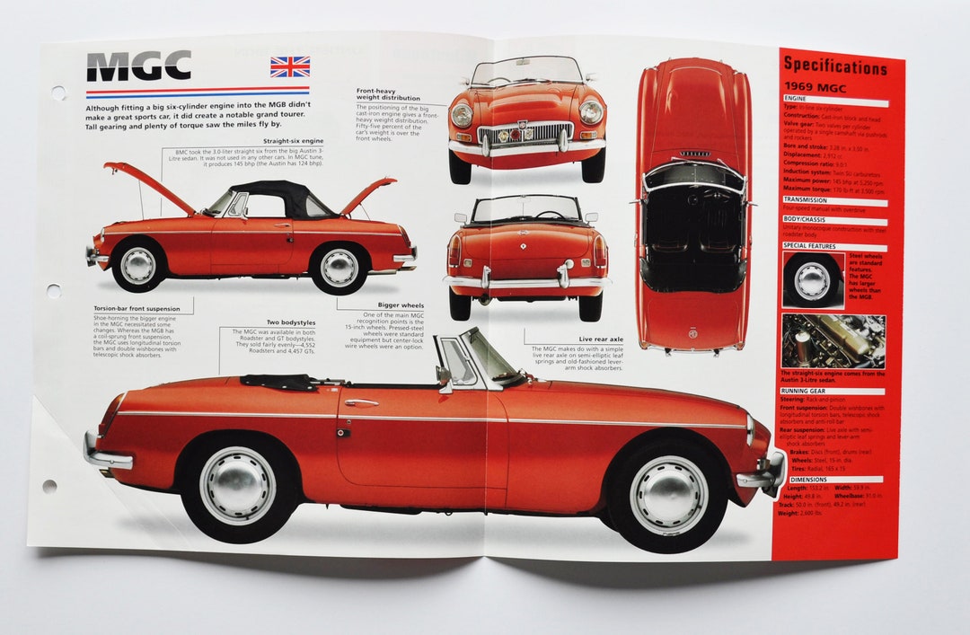 Spec Sheet MGC (1967-1969) (car Photo Stat Info Specs Brochure Parts Ad ...