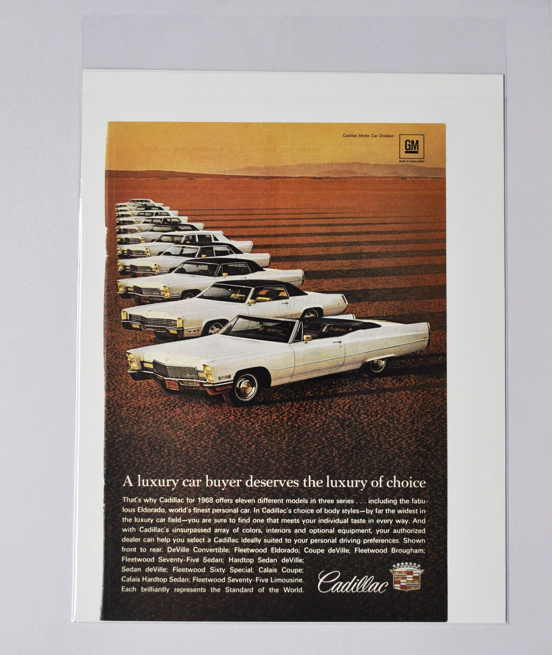 Car Ad 1968 Cadillac Lineup (motors Company Classic Old Photo ...