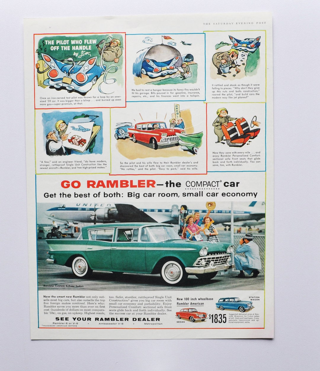 Large Car Ad 1959 Rambler (american Motors Classic Old Photo ...