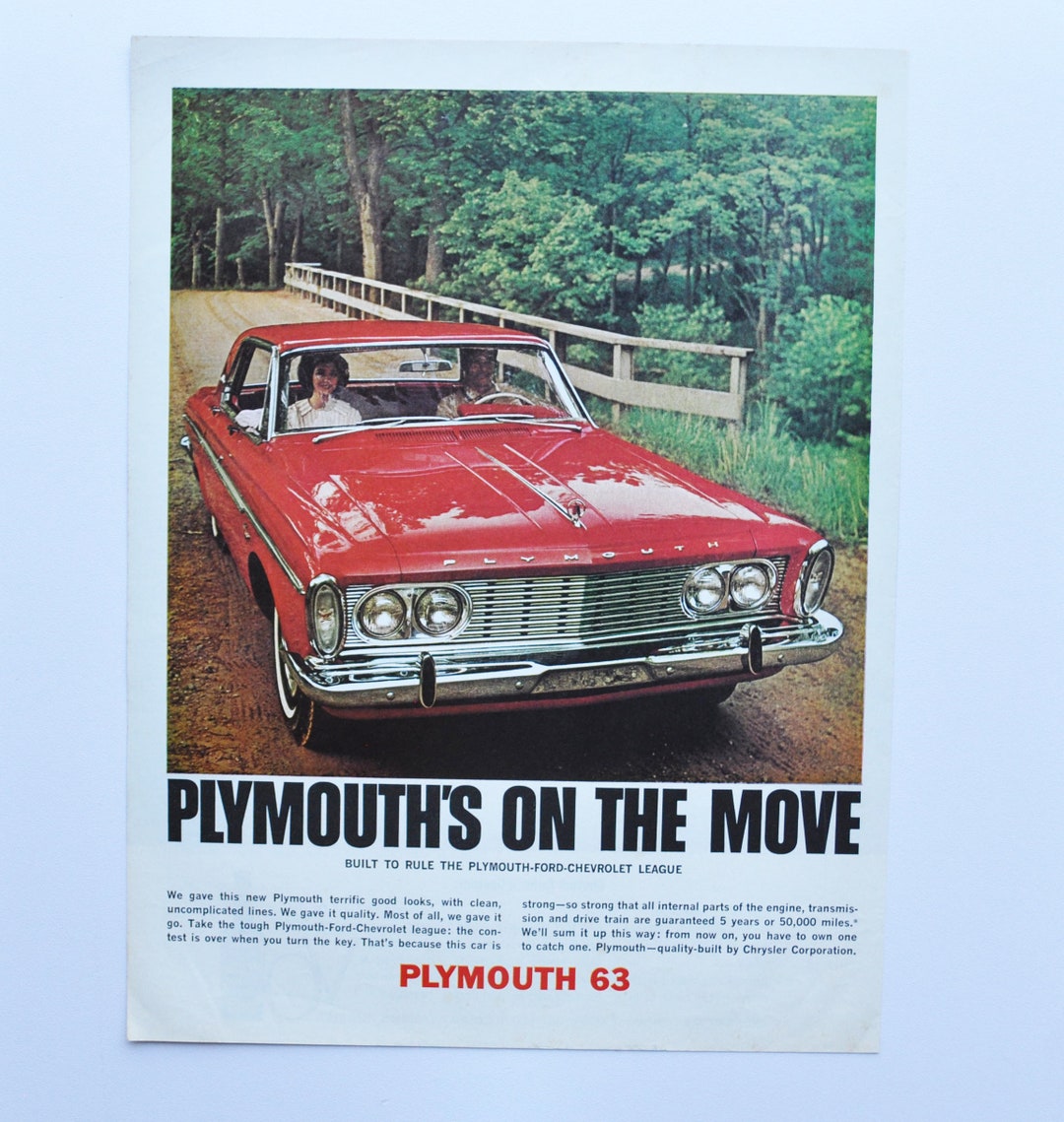 Large Car Ad 1963 Plymouth (motor Company Chrysler Old Classic Photo ...
