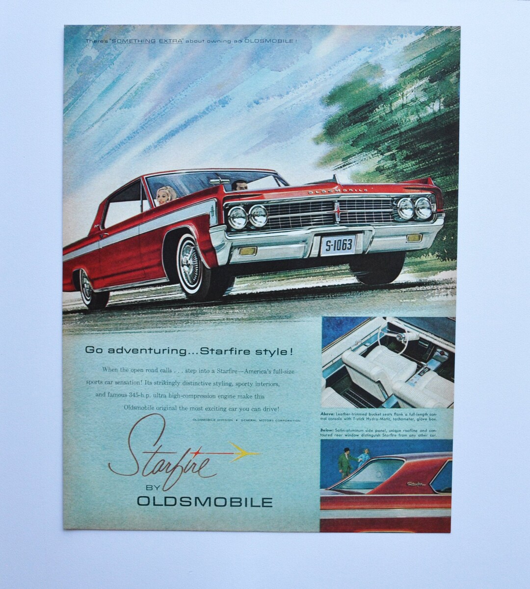 Large Car Ad 1963 Oldsmobile Starfire (GM General Motors Company ...