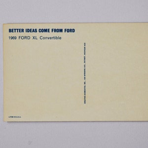 Ford Postcard - 1969 Ford XL Convertible (car Dealer, Automobile ...