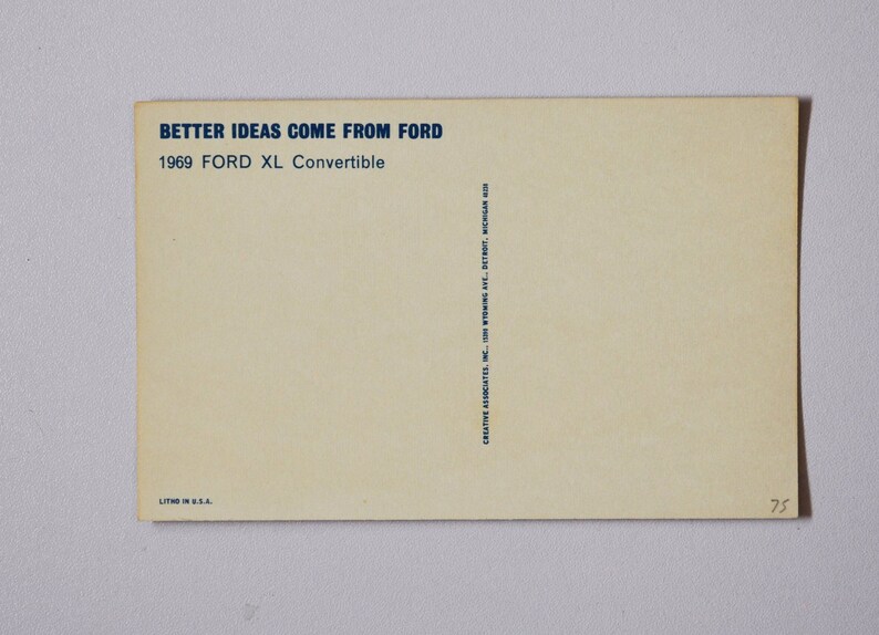 Ford Postcard - 1969 Ford XL Convertible (car Dealer, Automobile ...