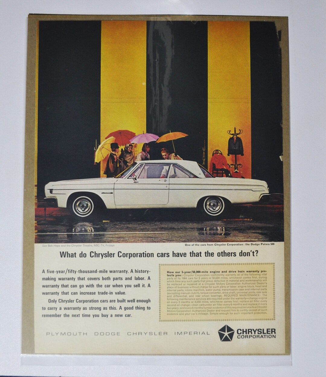 Large Car Ad 1964 Dodge Polara 500 (motor Company Classic Old Photo ...