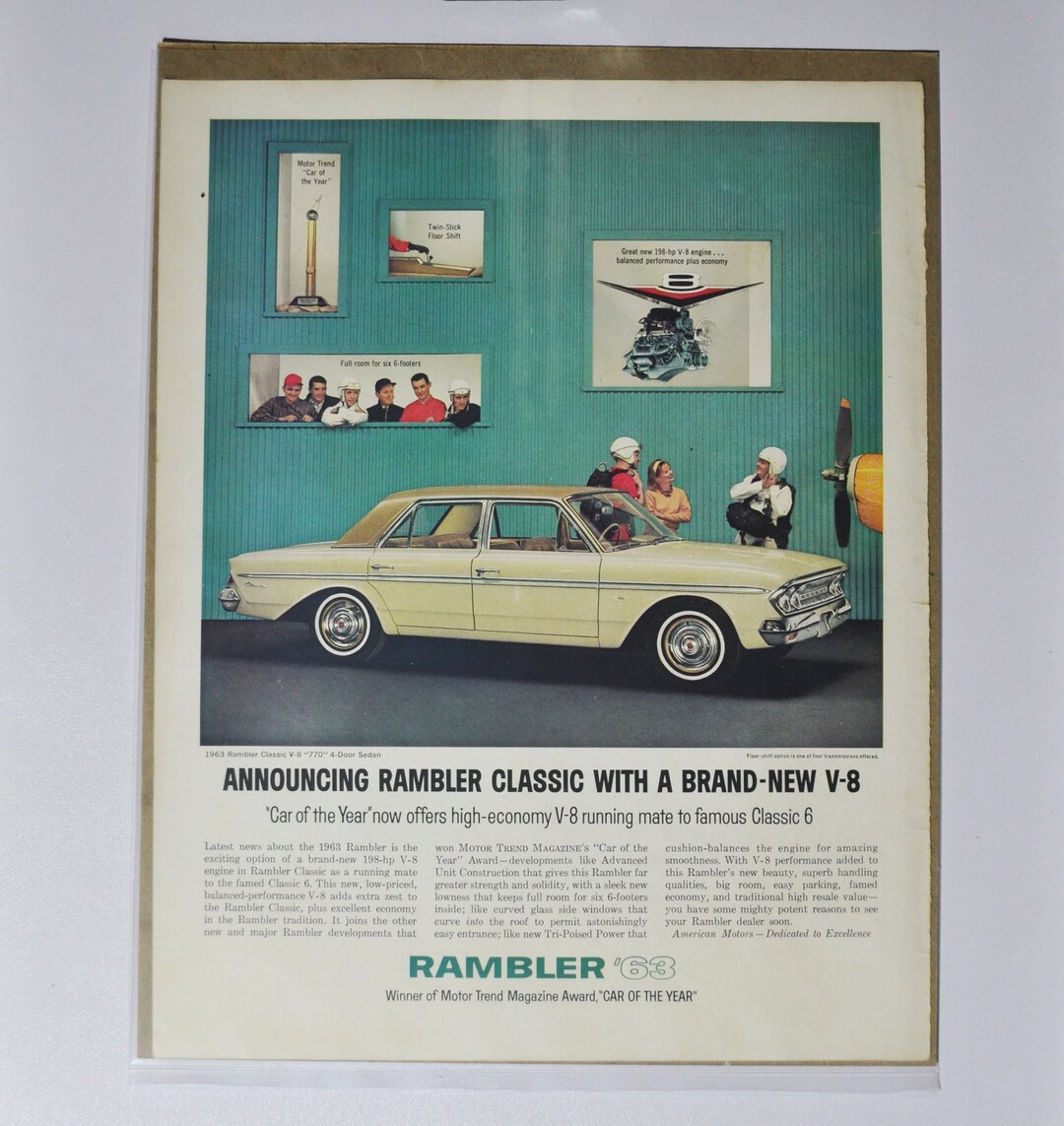 Large Car Ad 1963 AMC Rambler Classic Six Cross Country 770 Wagon ...
