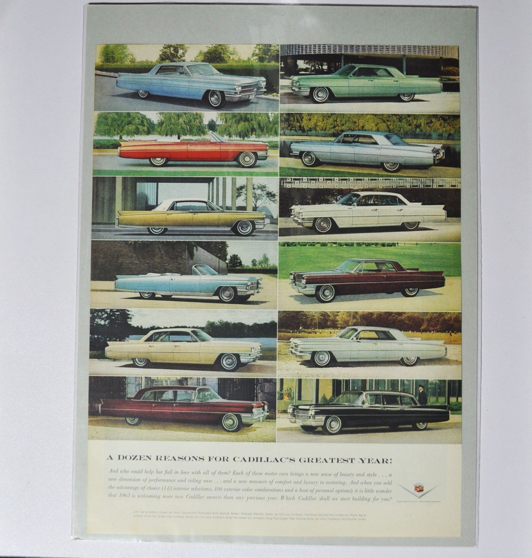 Large Car Ad 1963 Cadillac (motor Company Classic Old Photo ...