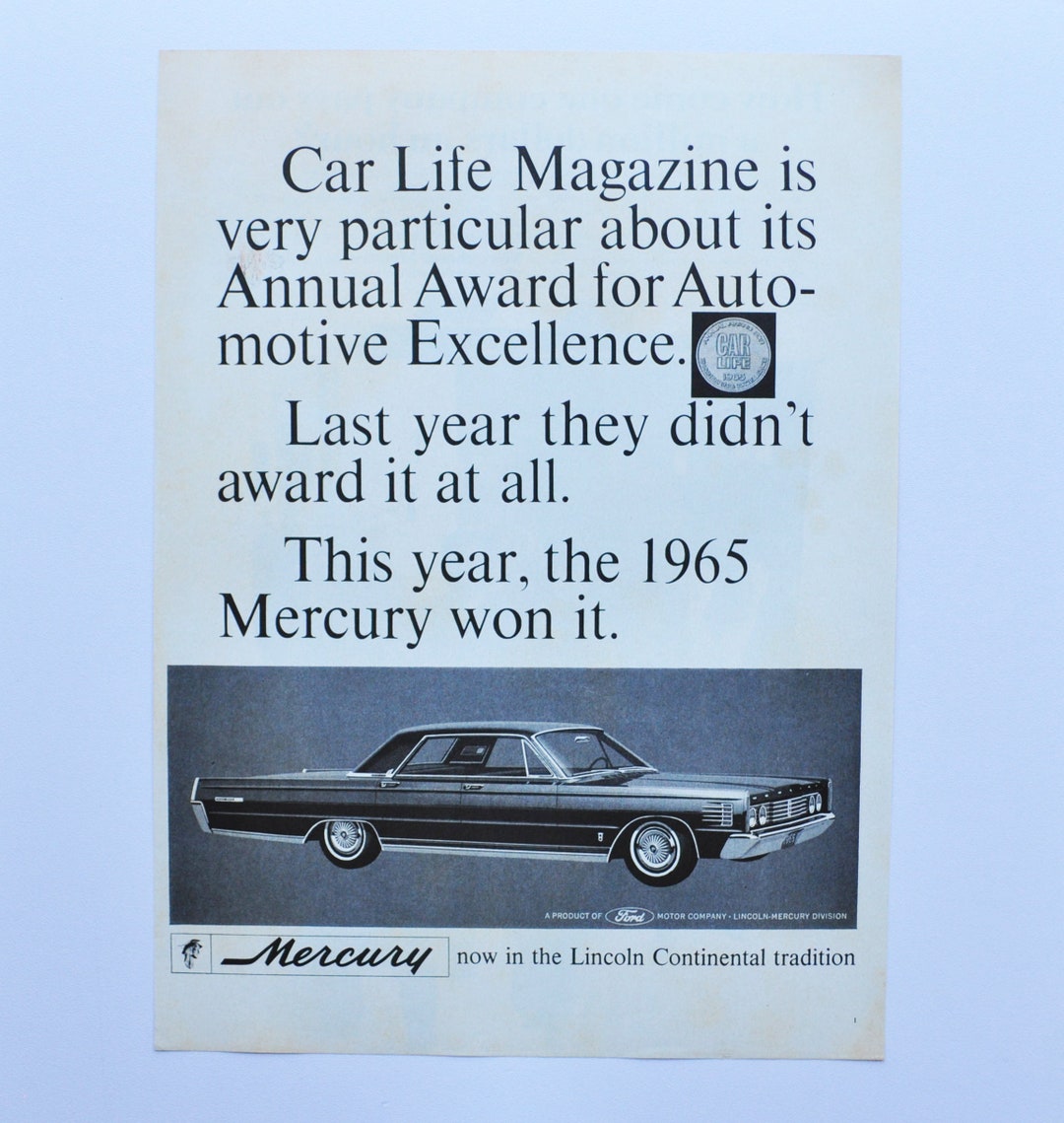 Large Car Ad 1965 Mercury (motor Company Classic Old Photo ...