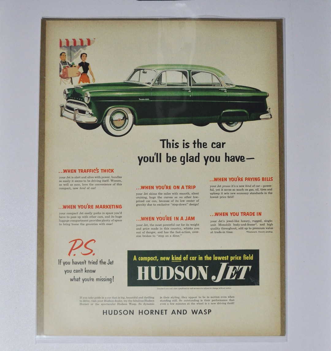 Large Car Ad Hudson Super Jet (motor Company Classic Old Photo ...