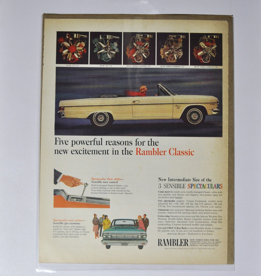 Large Car Ad 1965 AMC Rambler Classic (american Motors Company Classic Old Photo Advertisement ...