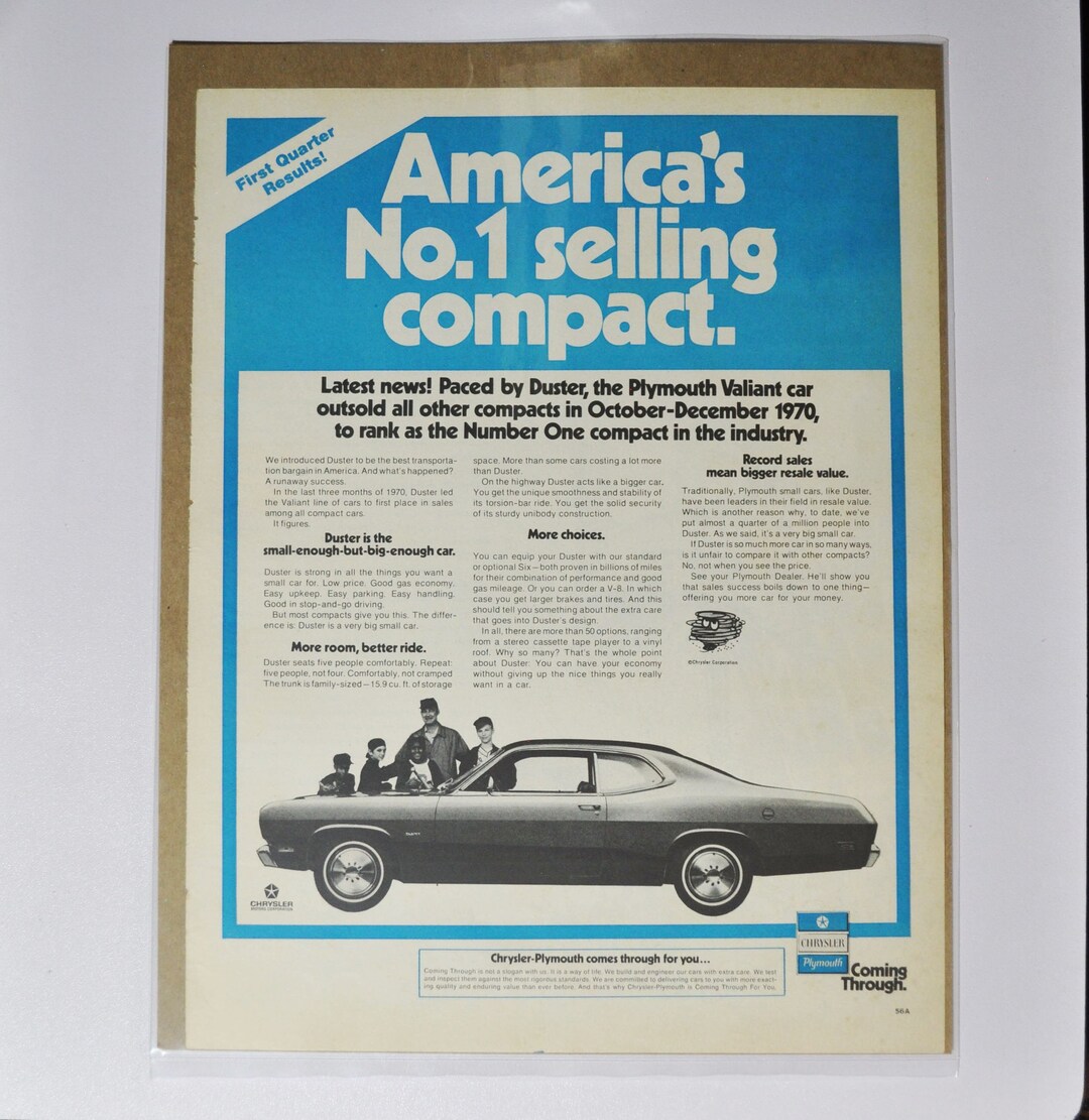Large Car Ad 1970 Plymouth Valiant (motor Company Chrysler Old Classic ...