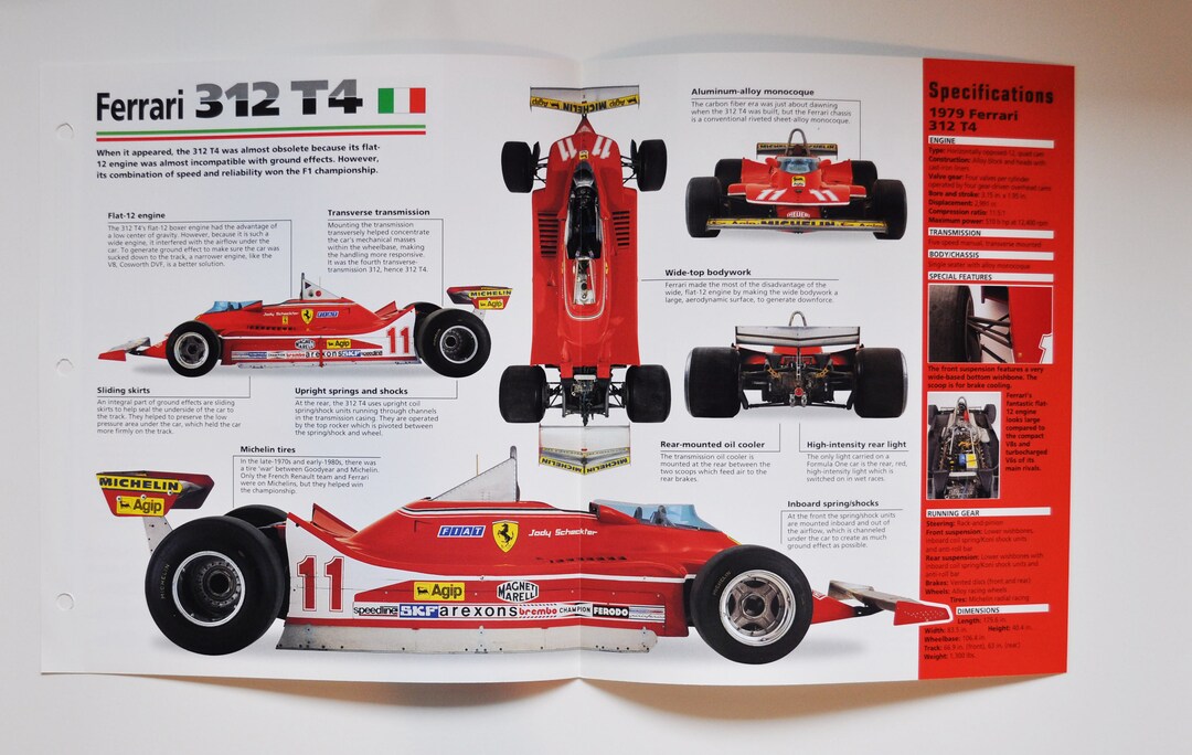 Spec Sheet Ferrari 312 T4 (1979) (car Photo Stat Info Specs Brochure ...
