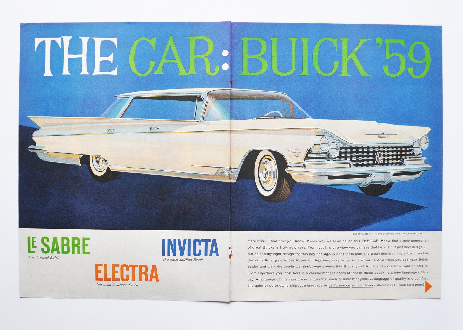 2-page Car Ad 1959 Buick Electra 225 (gm General Motor Company Classic ...