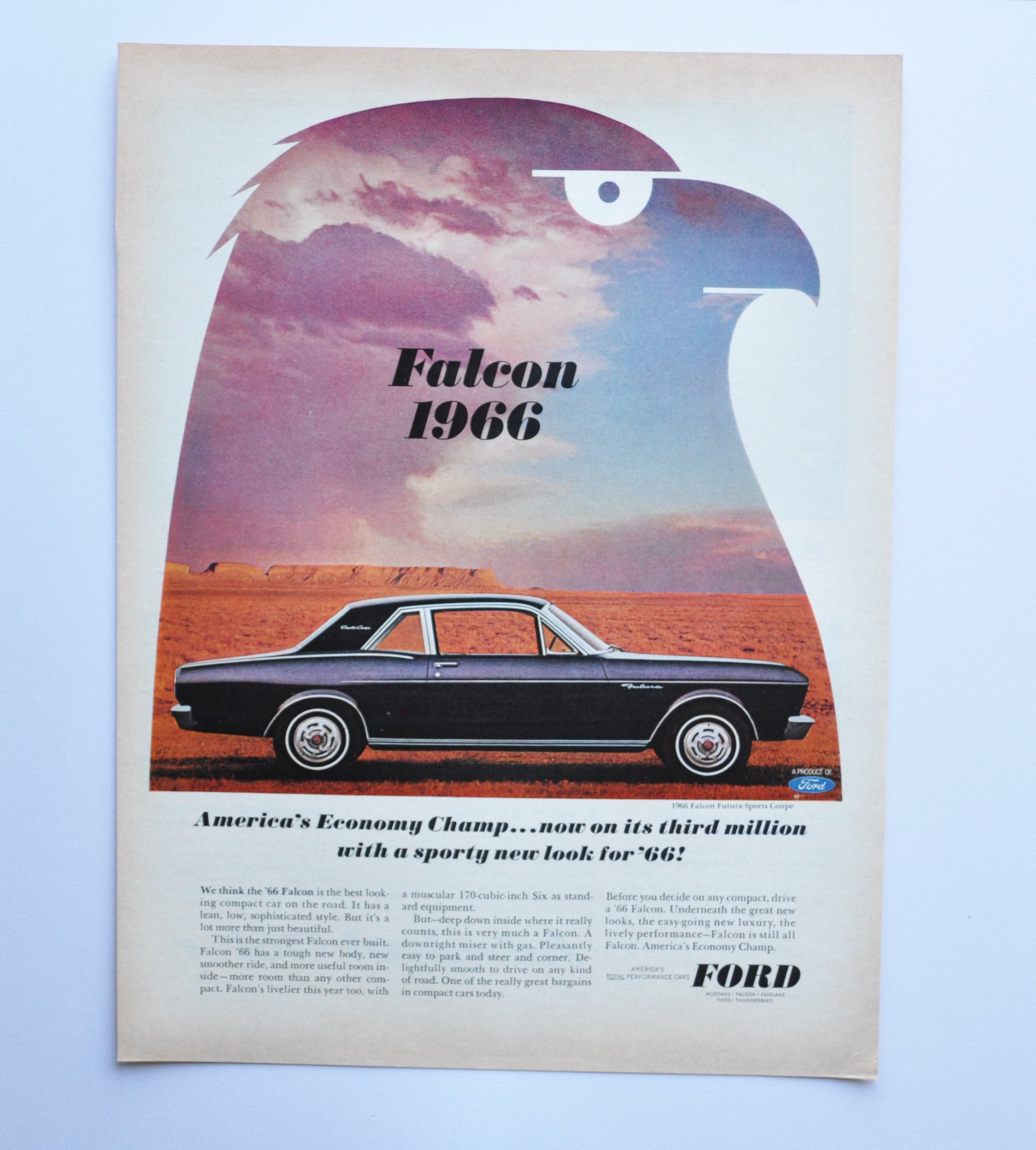 Large Car Ad 1966 Ford Falcon (motor Company Classic Old Photo ...