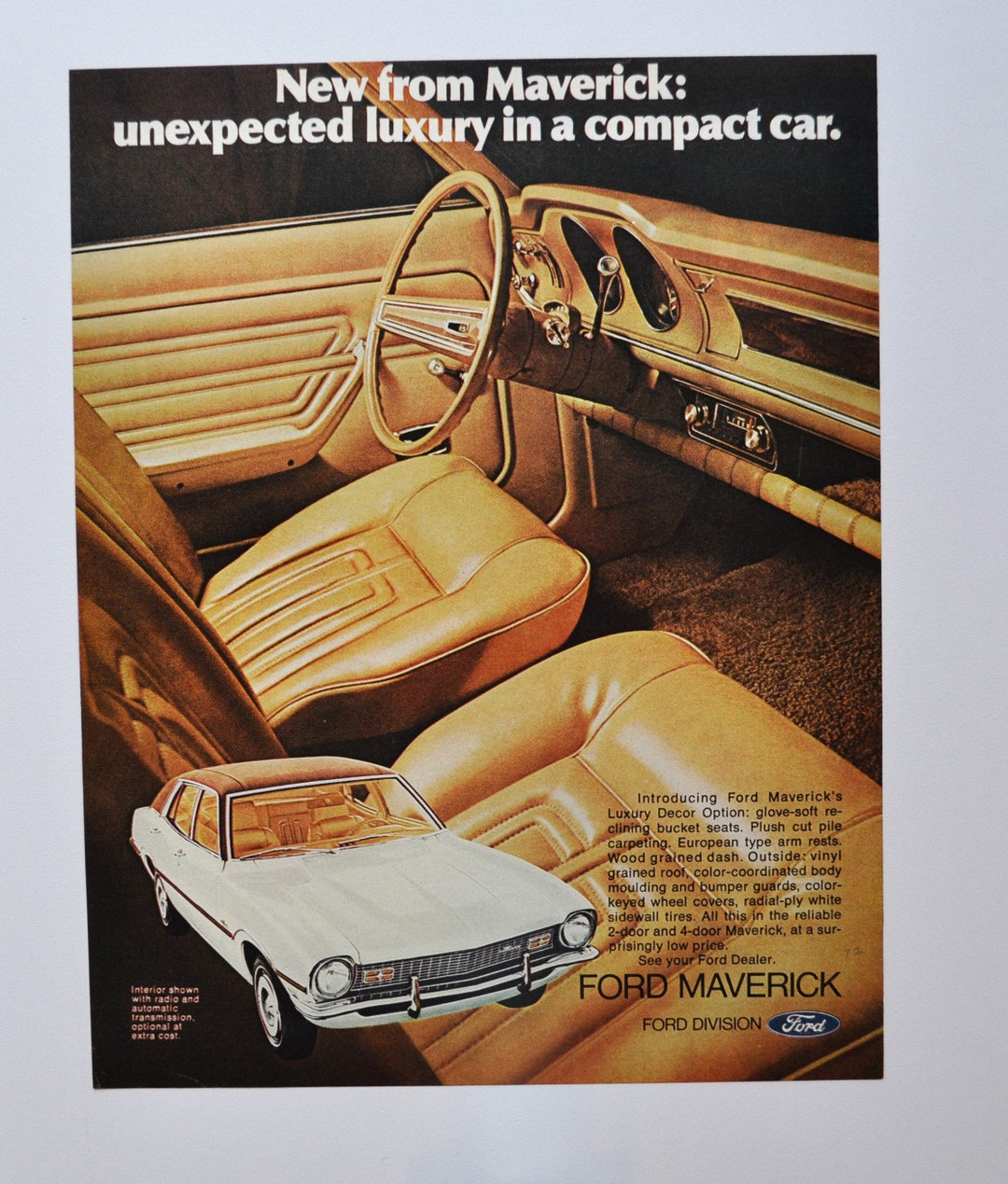 Large Car Ad 1972 Ford Maverick (motor Company Classic Old Photo ...