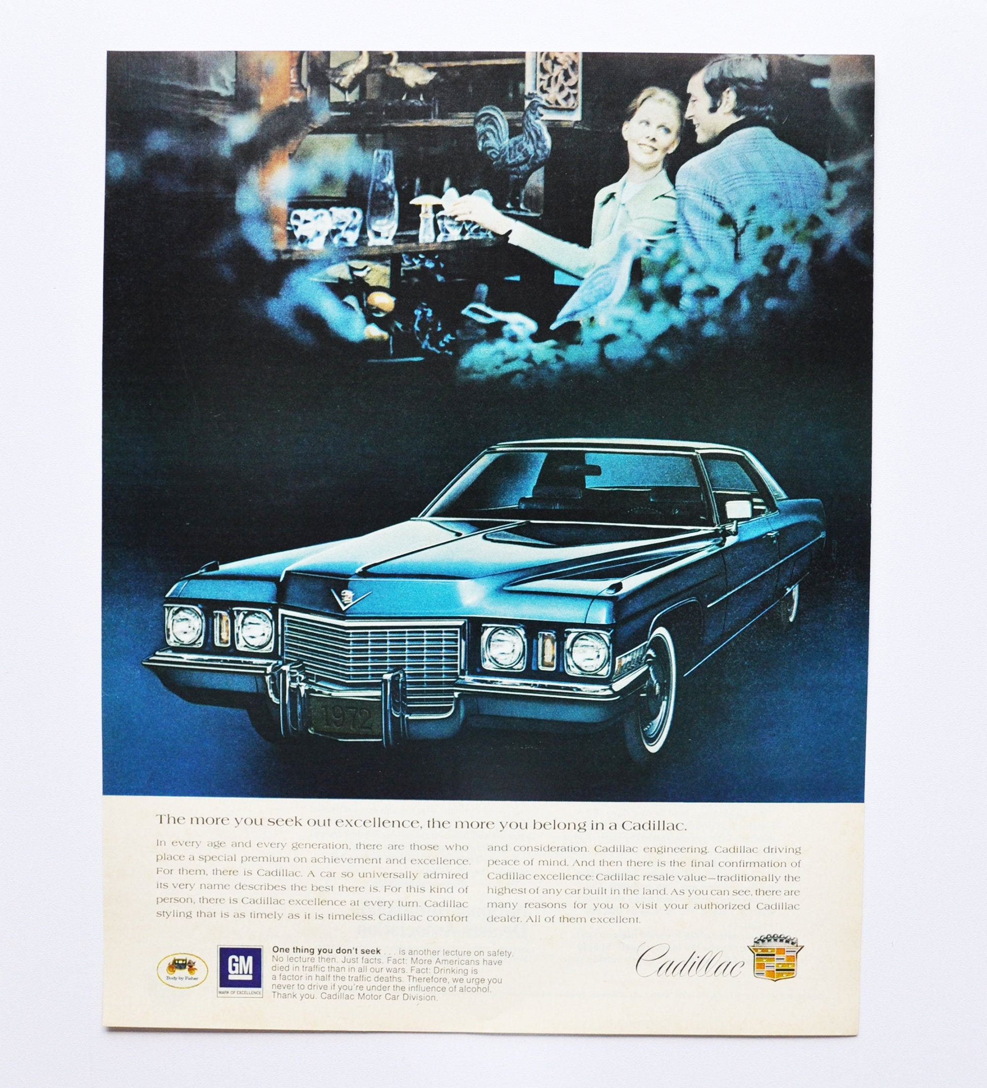 Large Car Ad 1972 Cadillac motor company classic old photo | Etsy